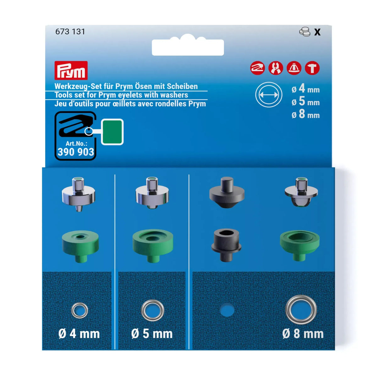 Prym Tools Set for Eyelets with Washers 4 mm 5 mm 8 mm | Eyelet Tool Kit NZ